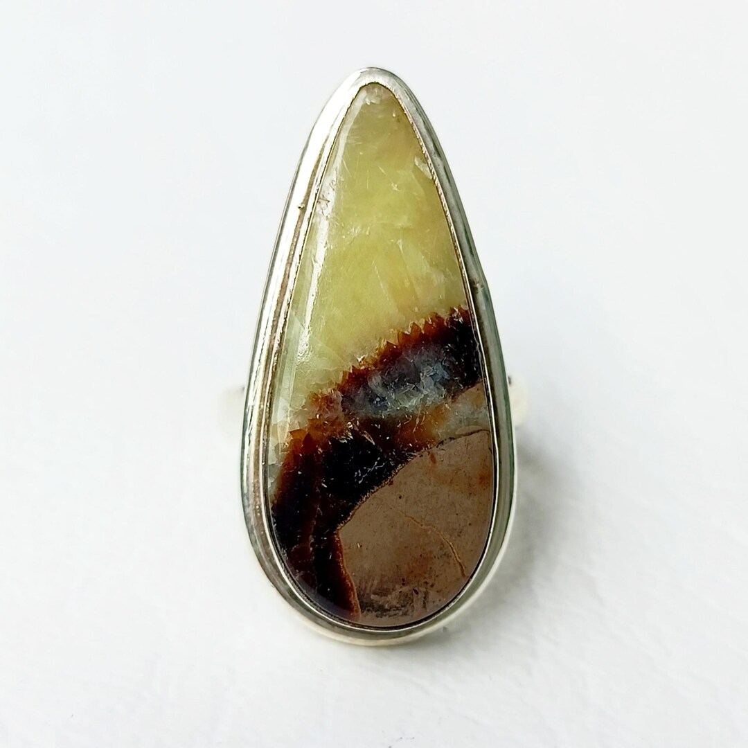Septarian Ring: Dainty 925 Sterling Silver Boho Gemstone Rings - Etsy