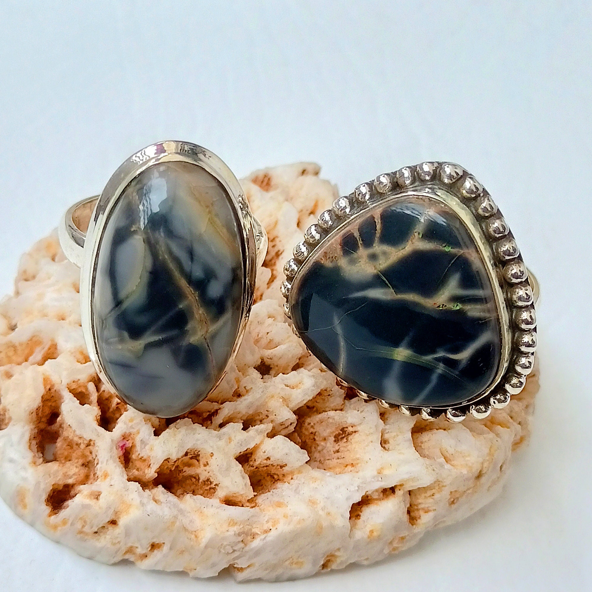 Jasper Rings, Picasso Gemstone Rings, Crystal Rings, Sterling Silver ...