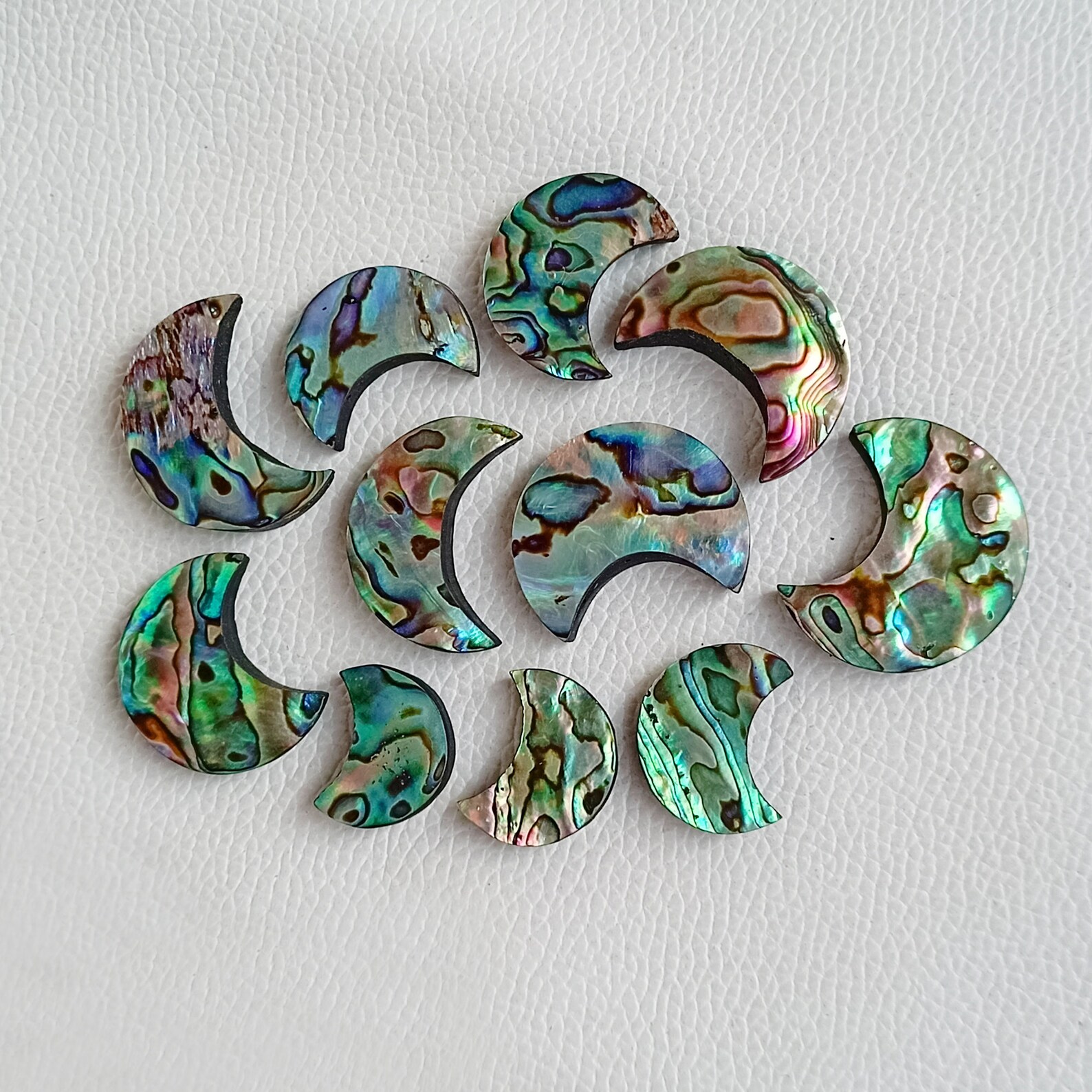 Abalone Shell Moon, Abalone Shell Crescent Half Moon Cabochon, Rainbow ...