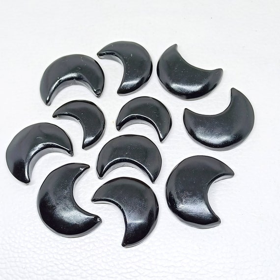 Black Onyx Moon Stone Natural Onyx Moon Cabochon Carved Moon - Etsy