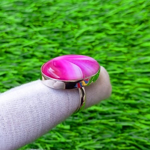 Pink Agate Ring, Sterling Silver Ring, Chunky Rings, Statement Rings ...