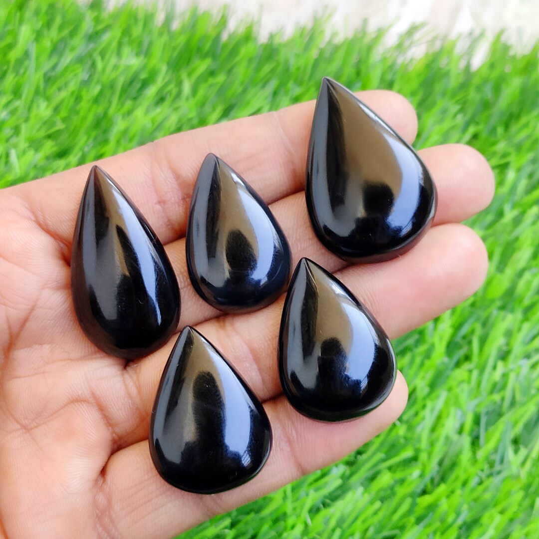 Black Onyx Teardrop Stone, Pear Onyx Crystal Lot, Wholesale Black Onyx ...
