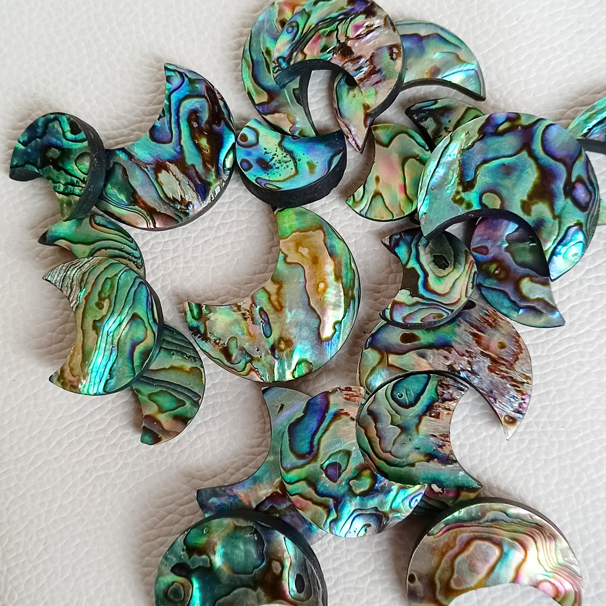 Abalone Shell Moon, Abalone Shell Crescent Half Moon Cabochon, Rainbow ...