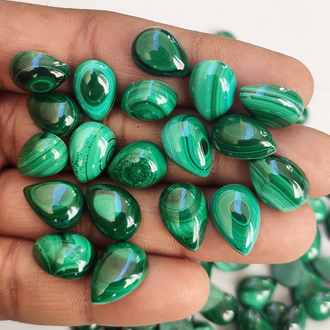 Natürliche Malachit Pear Cabochon, Malachit Edelstein, Malachit Perlen ...