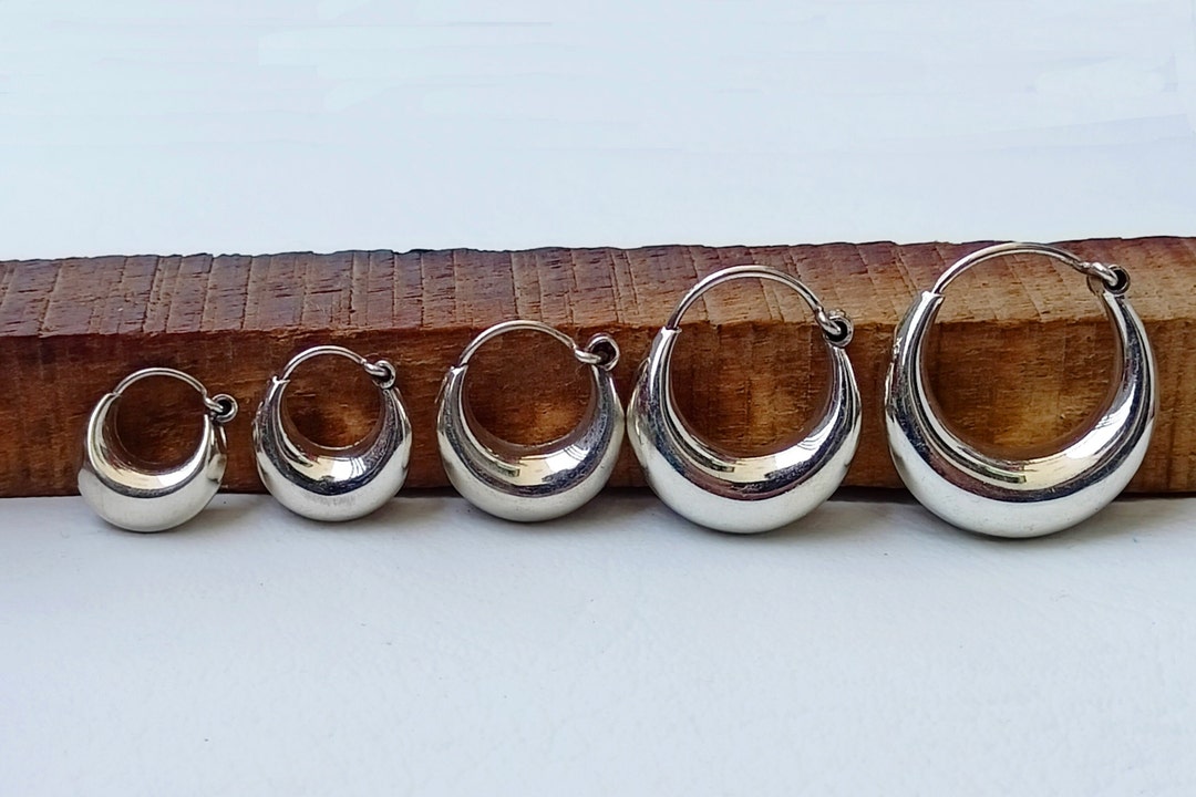 Hoop Earrings, Chunky Silver Hoops, Silver Hoop Earrings, Sterling ...