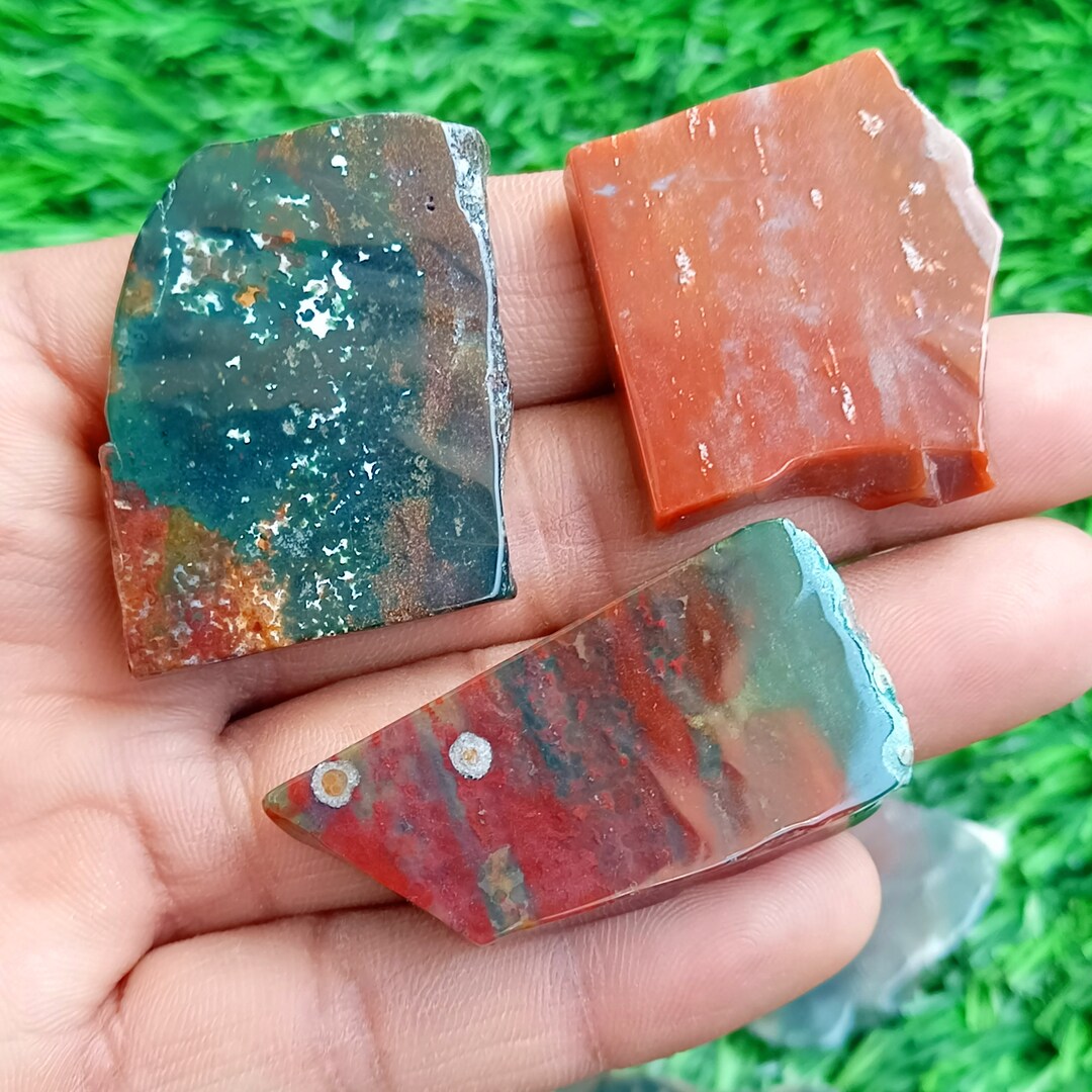 Natural Bloodstone Slice, Bloodstone Crystal Both Side Polished Slab ...
