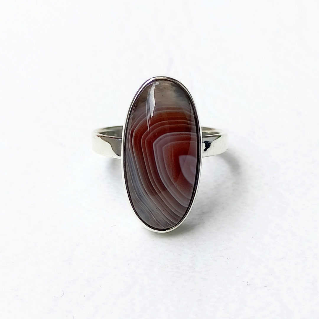 Banded Agate Ring, Sterling Silver Ring, Chunky Rings, Statement Rings ...