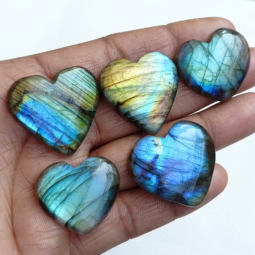 Labradorite Heart Crystal, Labradorite Heart Stone, Flat Hearts Beads ...