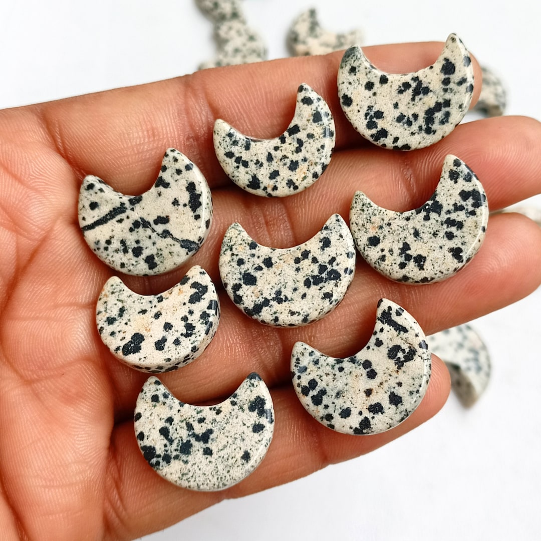 Dalmatian Jasper Crescent Moon, Dalmatian Jasper Moon Crystal, Jasper ...