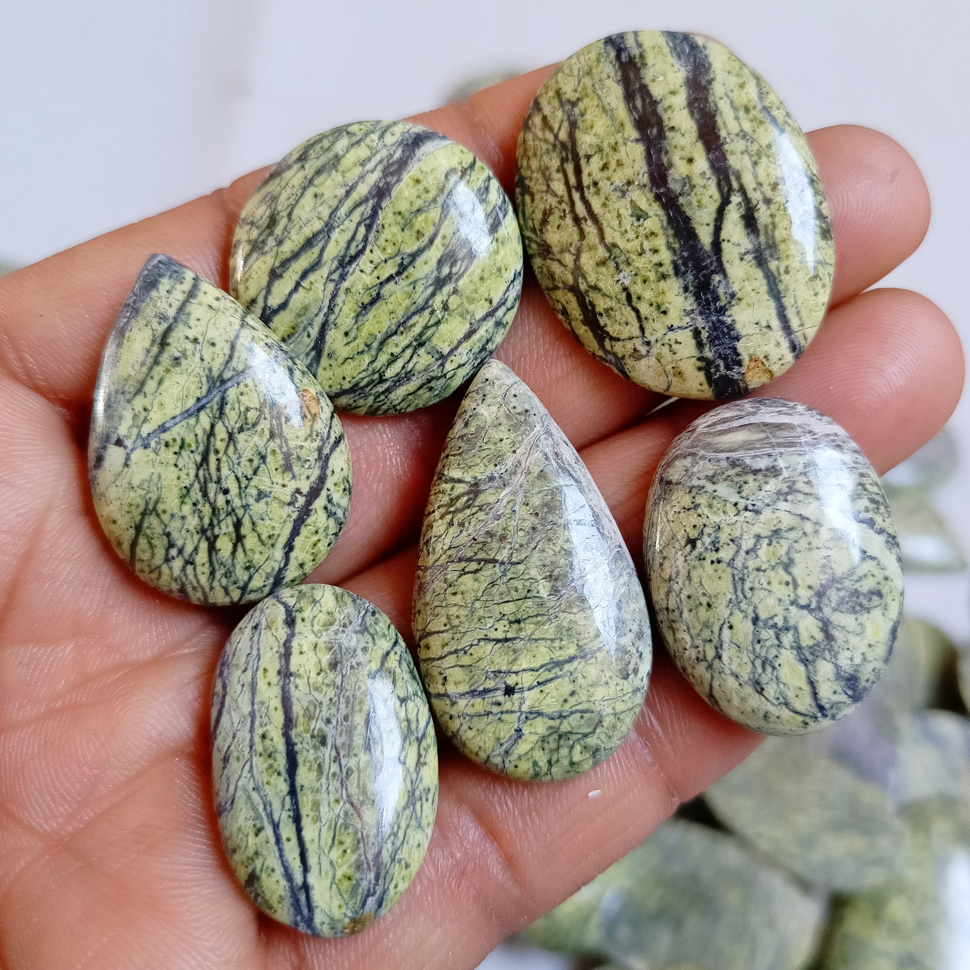 Green Serpentine Gemstone Natural Serpentine Cabochon | Etsy