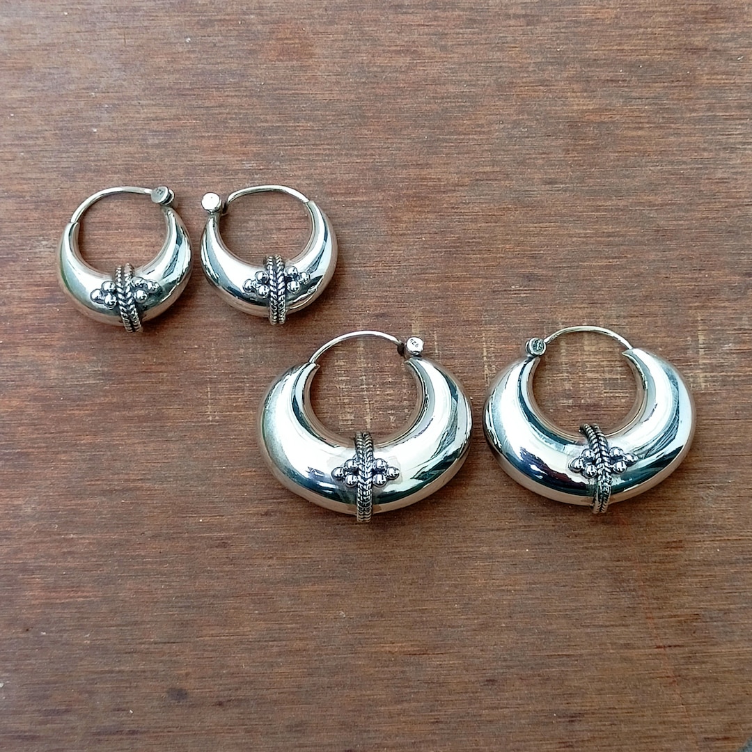 Chunky Silver Hoops, Silver Earrings, Hoop Earrings, Silver Hoops ...