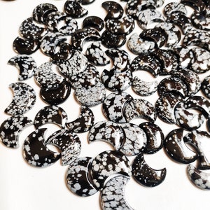 Natural Obsidian Moon Snowflake Obsidian Crescent Half Moon - Etsy