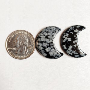 Natural Obsidian Moon Snowflake Obsidian Crescent Half Moon - Etsy