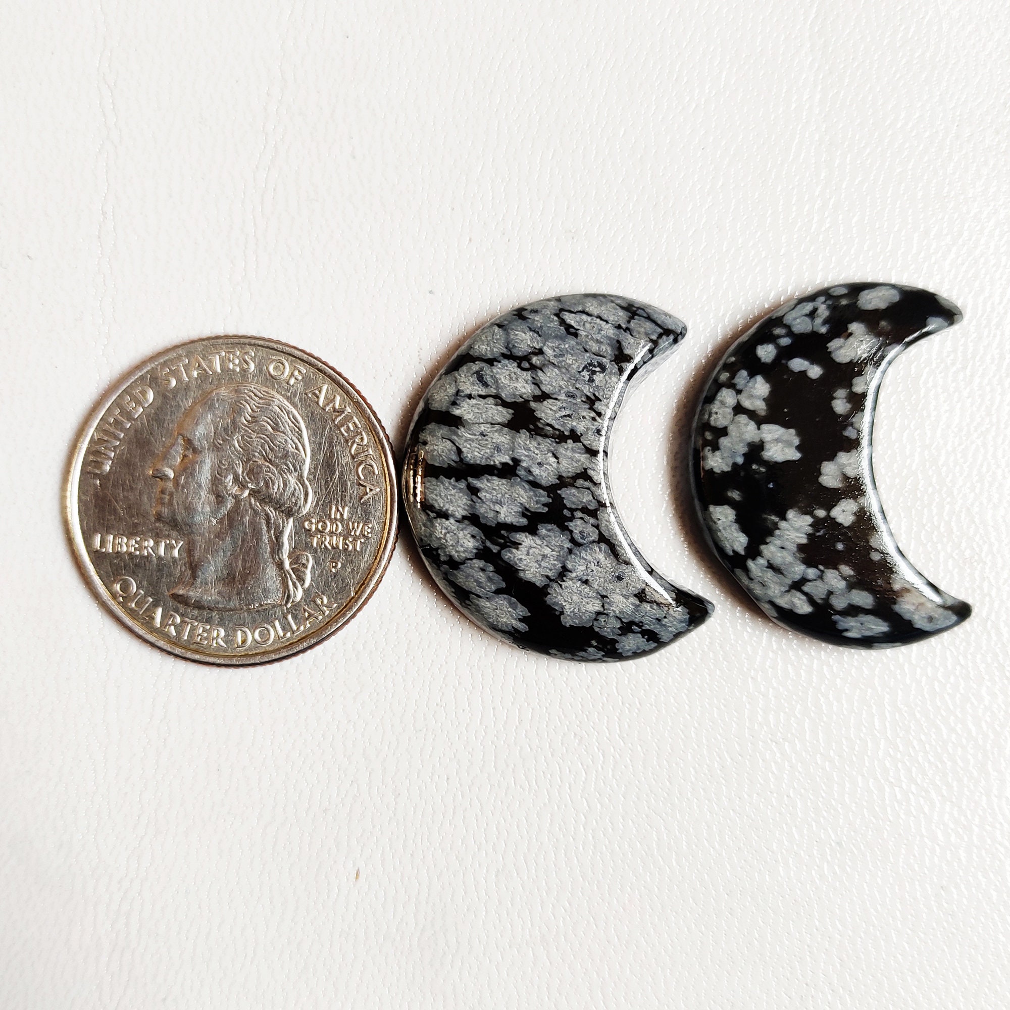Natural Obsidian Moon Snowflake Obsidian Crescent Half Moon | Etsy