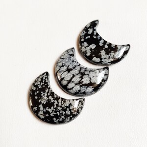 Natural Obsidian Moon Snowflake Obsidian Crescent Half Moon - Etsy