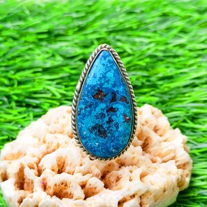 Shattuckite Rings, Azurite Silver Statement Rings, Chunky Rings, Dainty ...