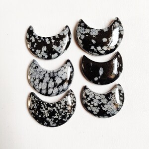 Natural Obsidian Moon Snowflake Obsidian Crescent Half Moon - Etsy