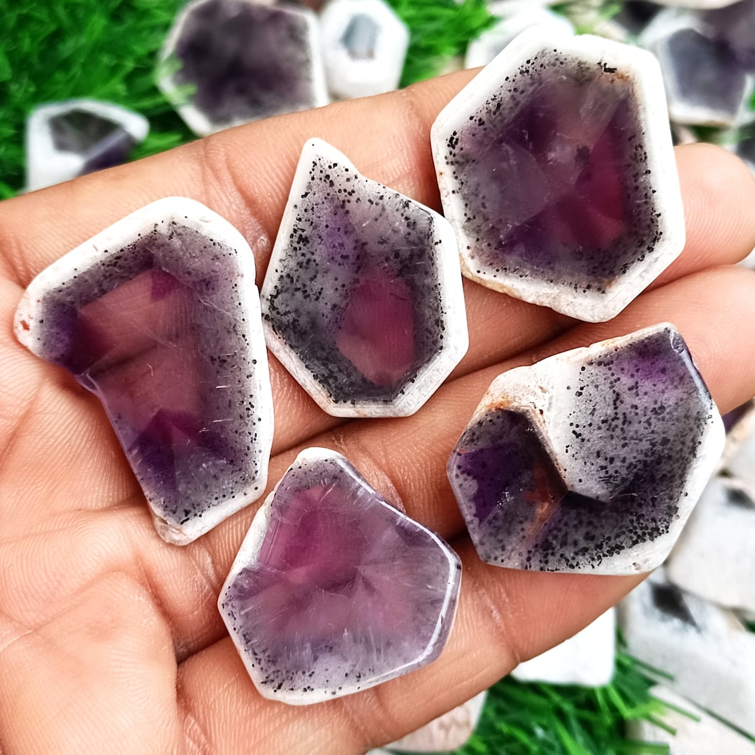 Purple Trapiche Amethyst Slice, Natural Amethyst Slab Gemstone, Chevron ...