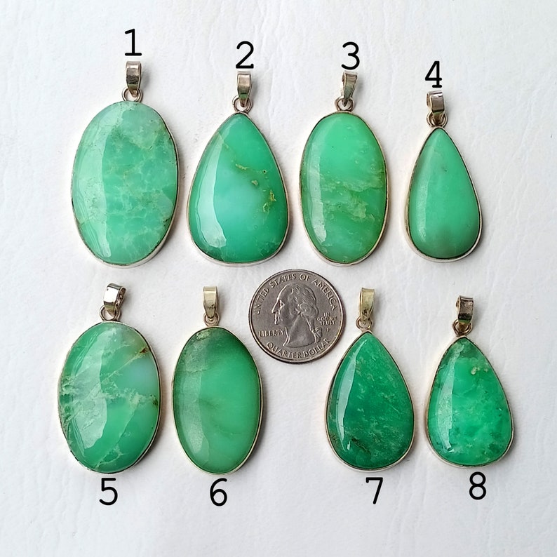Chrysoprase Necklace, Chrysoprase Pendant, Sterling Silver Necklace ...