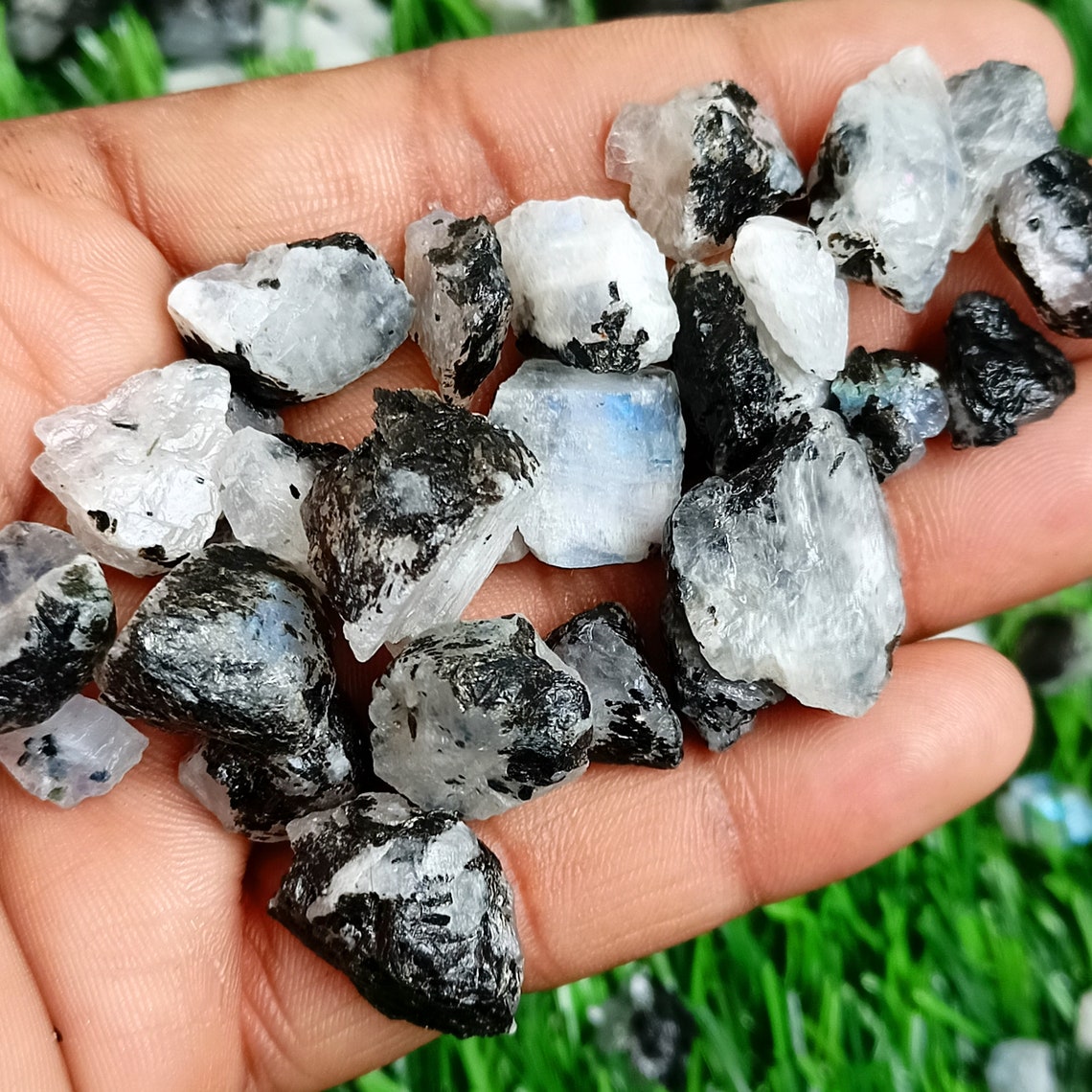 Moonstone Raw Crystals With Black Tourmaline Moonstone Rough - Etsy