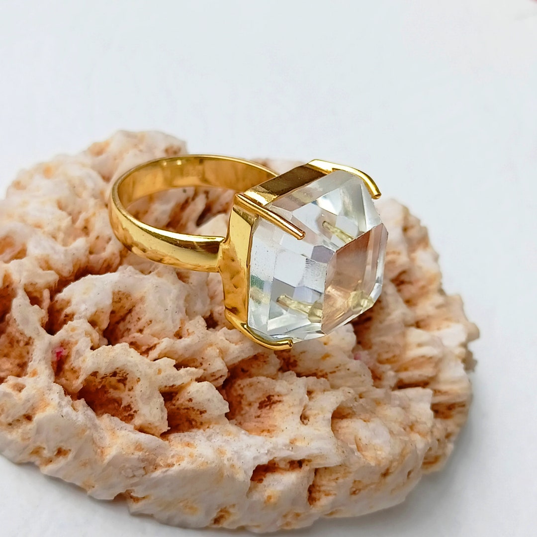 Crystal Quartz Rings, Clear Quartz Gemstone Rings, Crystal Rings, 925 ...
