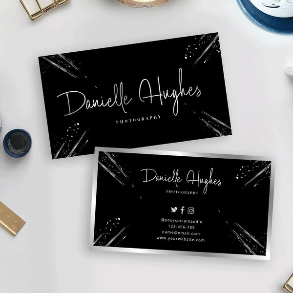 Black Business Cards With Silver Foil - Etsy
