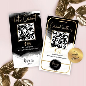 Connect With Us QR Code Business Cards, Black & Gold Business Cards ...