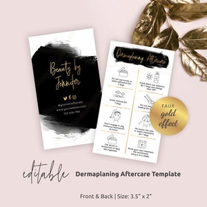 Dermaplaning Care Card Template, Facial Exfoliation Treatment Aftercare ...