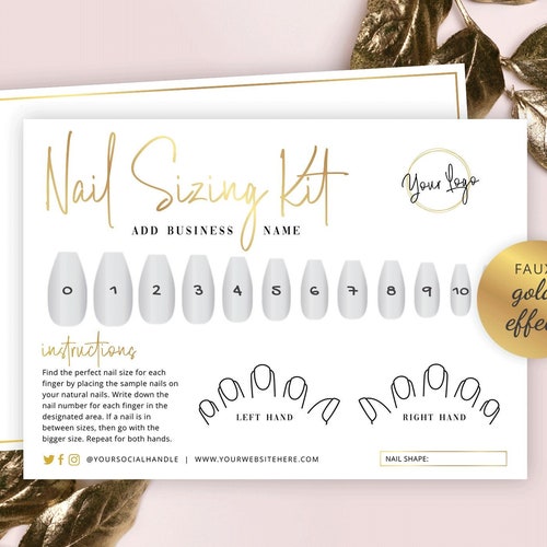 Printable Nail Sizing Template Customizable False Nails - Etsy