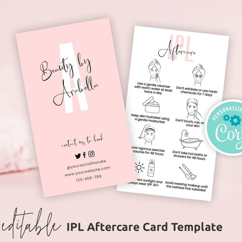 Editable IPL Care Card Template IPL Aftercare Instructions - Etsy