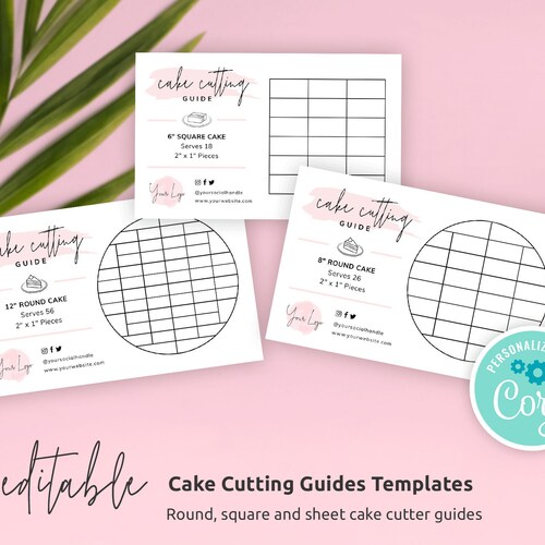 Cake Cutting Guides Template Printable Round Square Sheet - Etsy