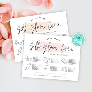 Silk Exfoliating Glove Care Card Template, Editable Body Mitt ...