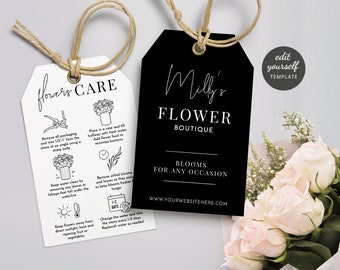 Editable Florist Hang Tag Template, Minimalist Flowers Care ...