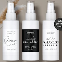 Printable Room Spray Label Template, Editable Bottle Spray Product ...