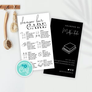 Shampoo Bar Care Guide Template, Editable Solid Shampoo Care Card MINI ...