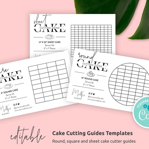 Cake Cutting Guides Template Printable Round Square Sheet - Etsy