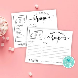 Printable Recipe Card Template Baker Recipe Note - Etsy