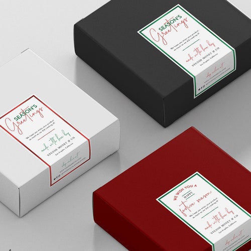 Christmas Box Seal Label Templates Editable Parcel Stickers | Etsy