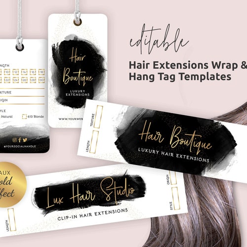 Editable Hair Bundle Wrap Template Hair Clip in Extensions - Etsy