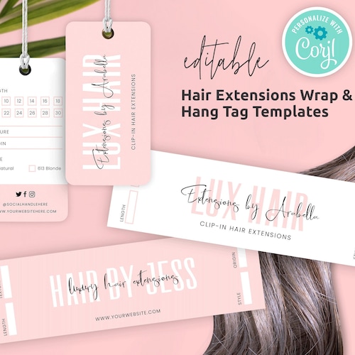 Editable Hair Bundle Wrap Template Hair Clip in Extensions - Etsy