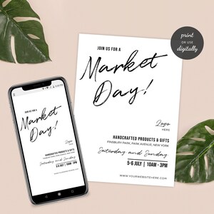 Minimalist Market Day Flyer Template, Editable Market Stall Invite ...