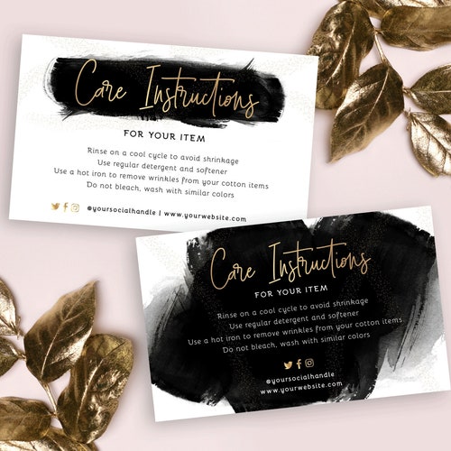 Printable Care Card Template Editable Care Instructions Card - Etsy