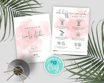 Tealight Candle Care Card, Printable Tea Lights Warning Template, Pink ...