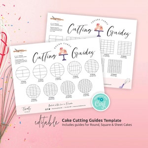 Printable Cake Cutting Guides Template, Wedding Cake Serving ...