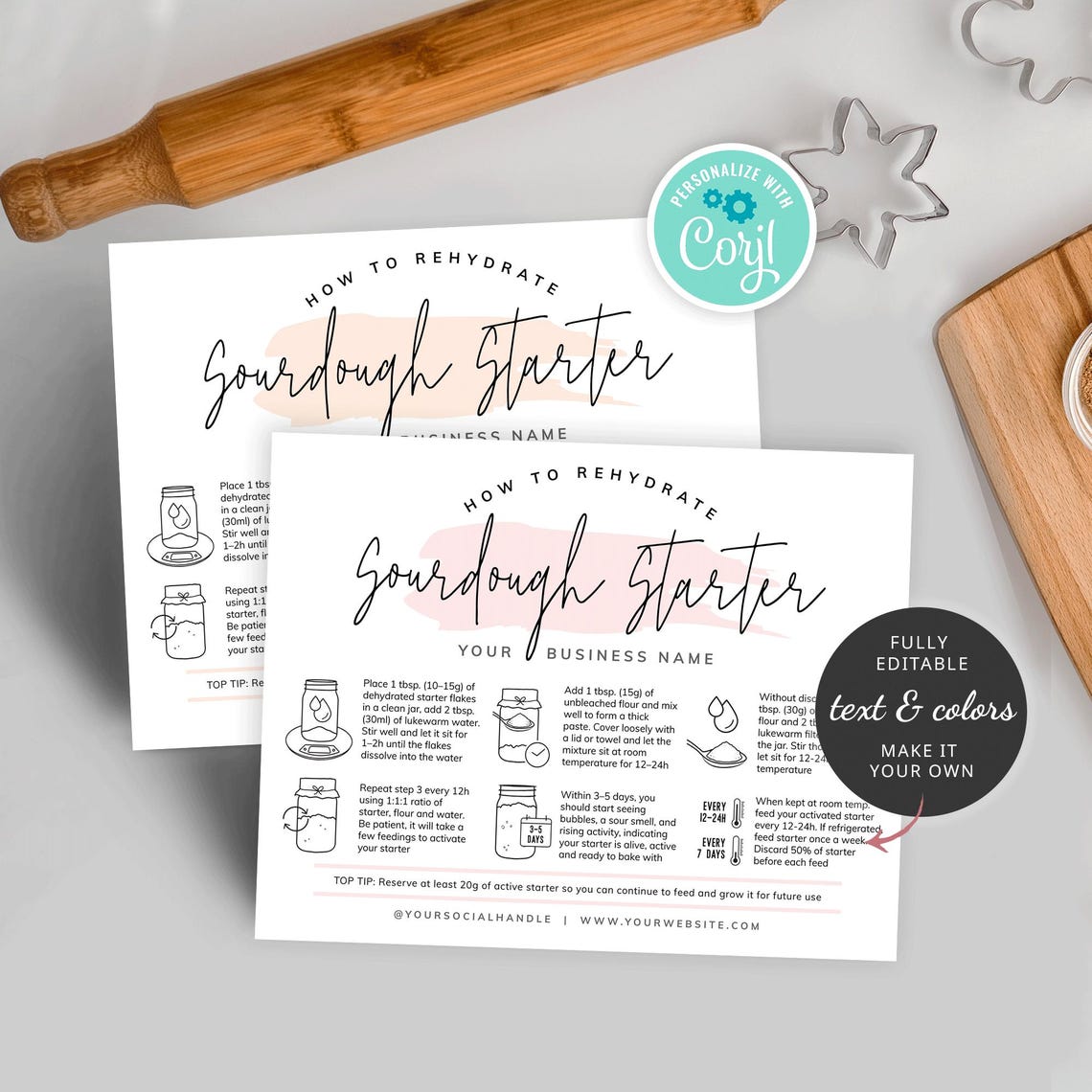 Rehydrating Sourdough Starter Guide Template, Dehydrated Bread Levain ...