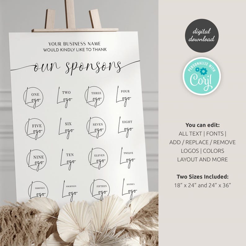 Sponsors Logos Sign Template, Minimalist Business Event Sponsorships ...