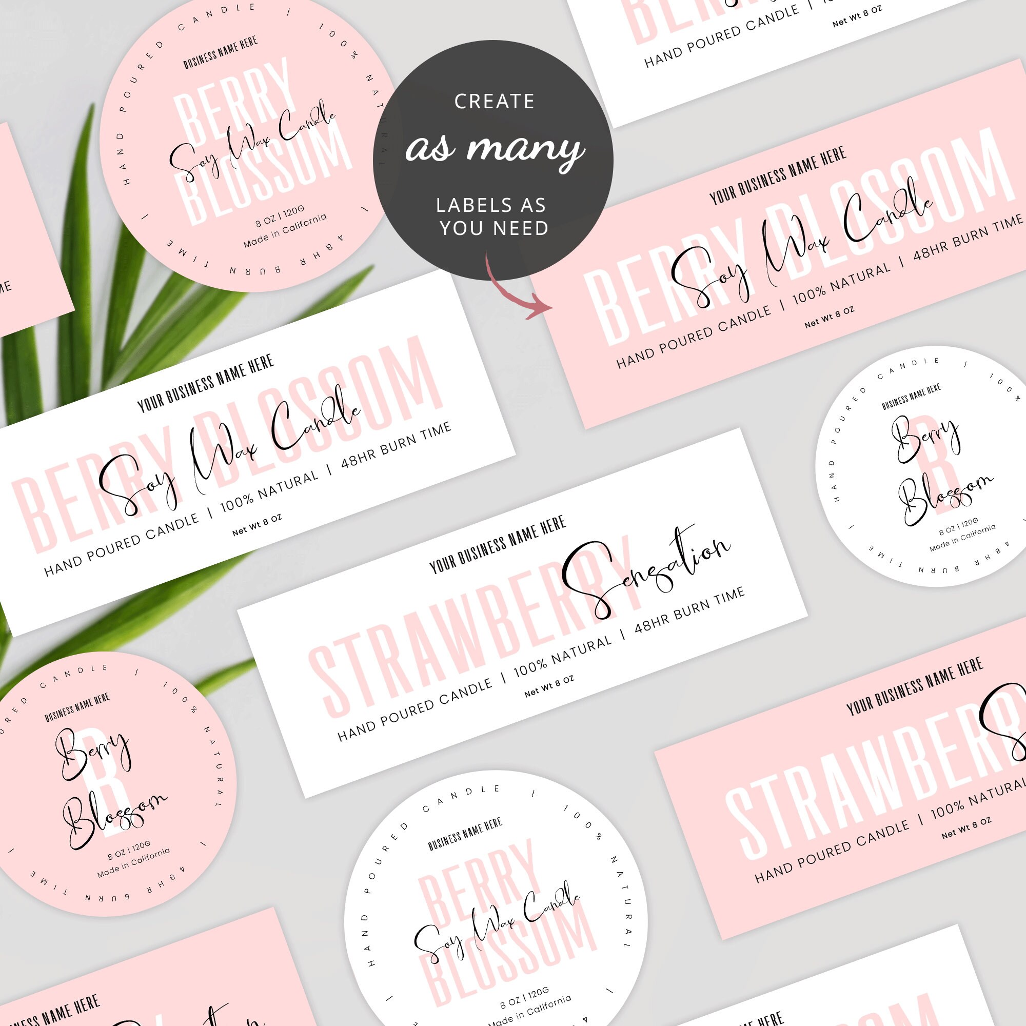 Feminine Tin Label Template Editable Candle Tin Circle & | Etsy