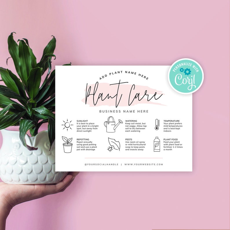 Plant Care Card Template Editable House Plant Care Guide - Etsy