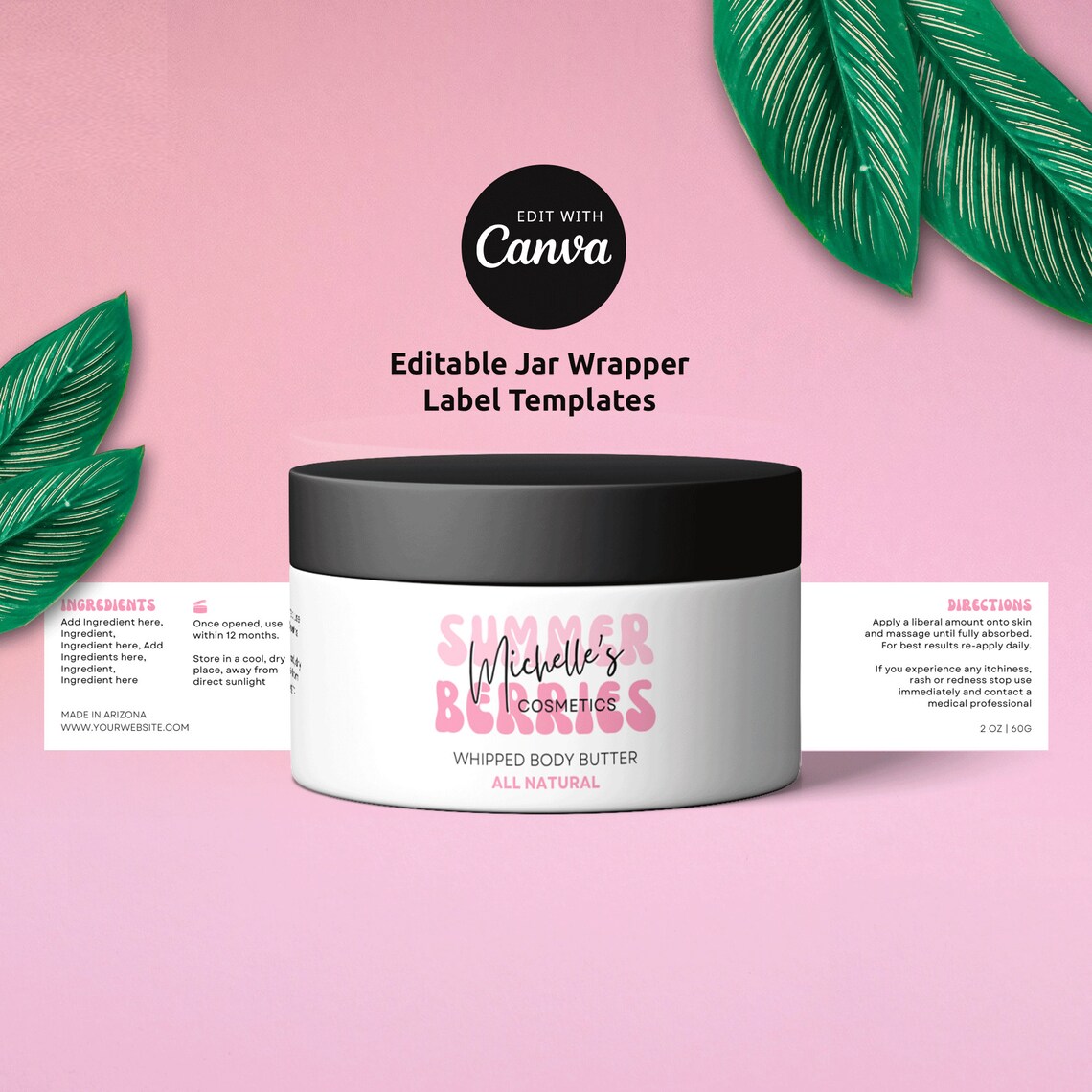 Retro Jar Label Canva Template, Editable Bath & Body Products Wrap ...
