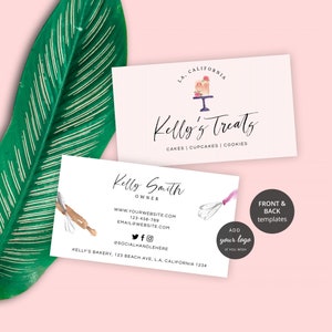 Bakery Business Card Template, Custom Cake Shop Cards Watercolour ...